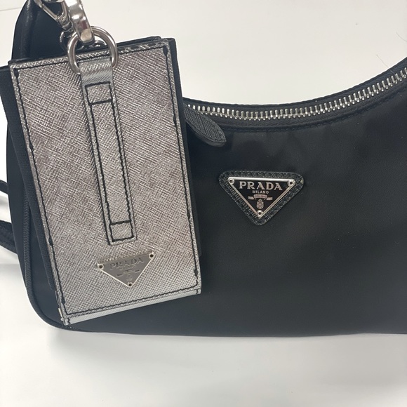 Prada | Bags | Prada Silver Metallic Leather Handbag Accessory | Poshmark